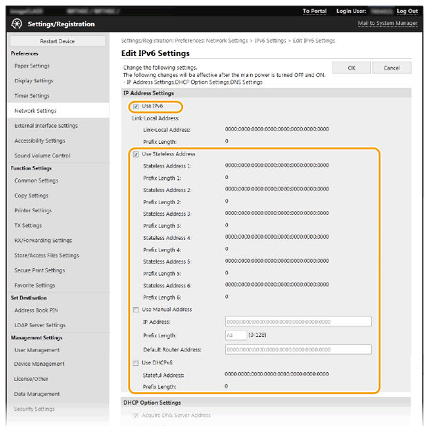 Setting an IP Address on the Machine Manually