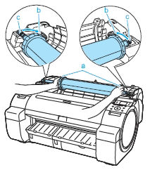 Follow these steps to load rolls in the iPF670/iPF670E/iPF770 printer.