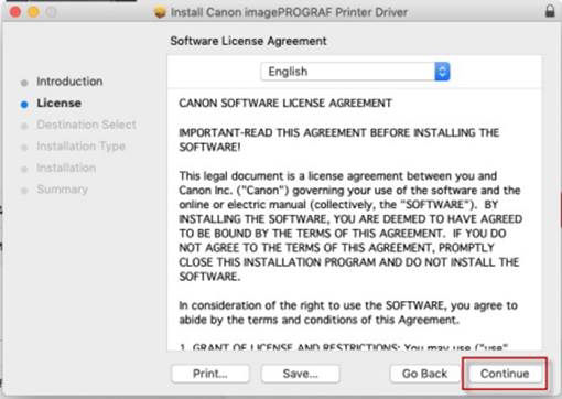 How to configure an imagePROGRAF iPF670E connected to a Mac
