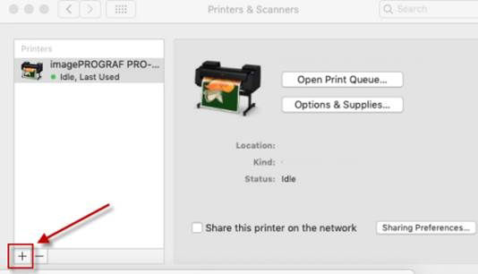 How to configure an imagePROGRAF iPF670E connected to a Mac