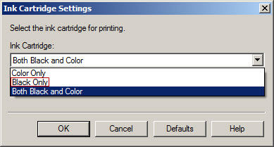 Checking / changing Ink Cartridge Setting to Black Only in Windows