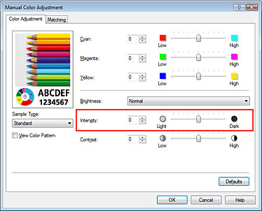Set the Ink Intensity and Color Balance - PIXMA MP280, MP495, or MP499
