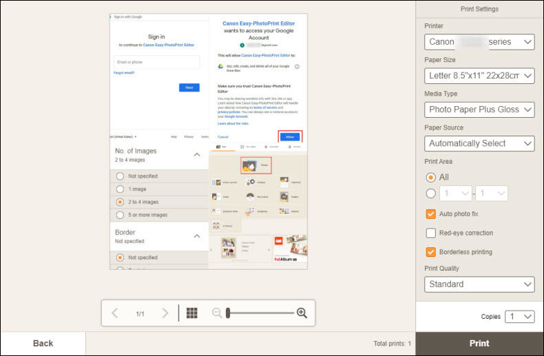 Printing Multiple Images on a Single Sheet in Easy-PhotoPrint Editor