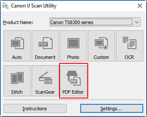 IJ Scan Utility (Windows) - Editing Password-Protected PDF Files - TS8320