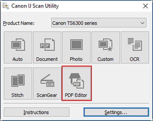 Creating / Editing PDF Files with IJ Scan Utility (Windows) - TS6320