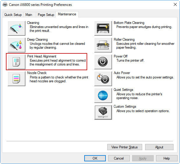 Aligning the Print Head Manually from a Windows PC - iX6820/iP8720