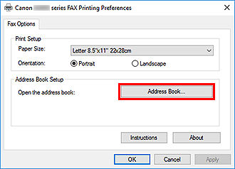 Creating an Address Book (Windows Fax Driver) - G4200