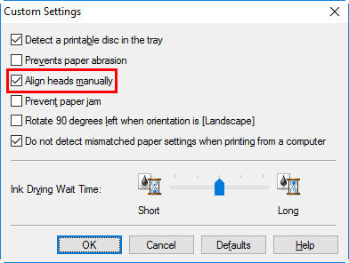 Aligning the Print Head Position Manually from a Windows PC - TS9520