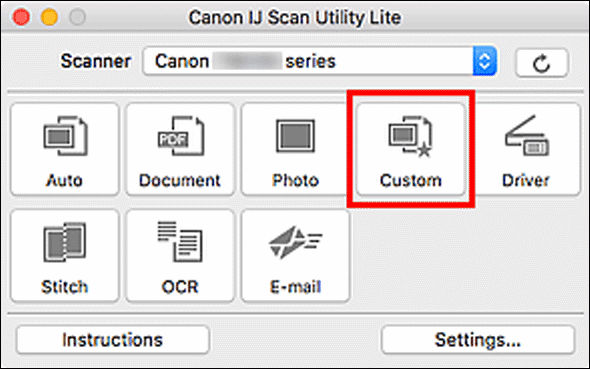 IJ Scan Utility Lite (macOS) - Scanning with Favorite Settings - G620