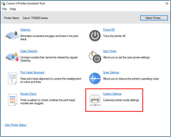 Aligning the Print Head Manually from a Windows PC - TR8620