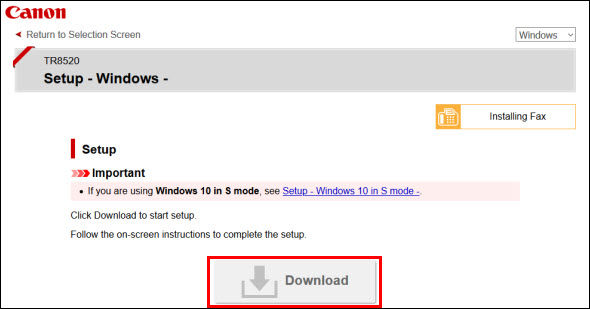 PIXMA TR8520 Wired Network Setup - Windows