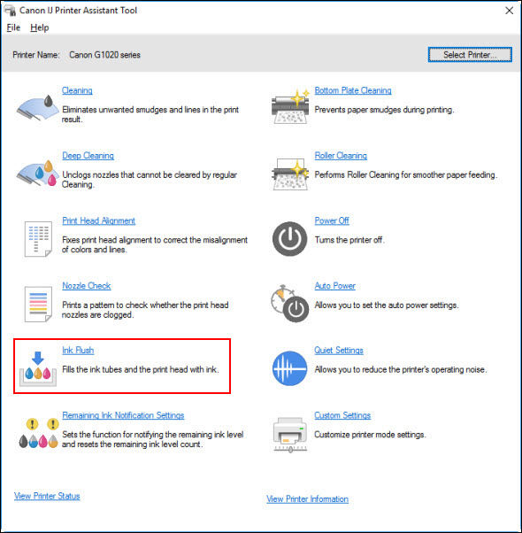 Cleaning the Print Head from a Windows PC - G7020
