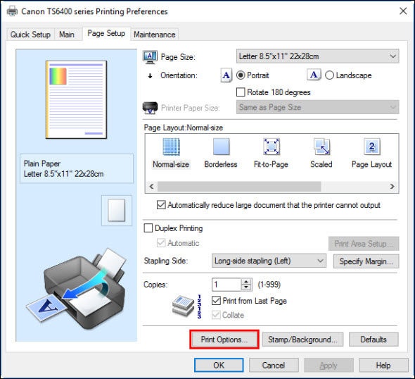 How Do I Print with the Black / Color Ink Only? - TS6420 (Windows)