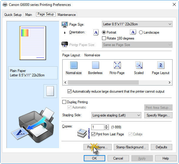 Plain Paper is Pulling from the Wrong Source (Windows) - G5020 / G6020