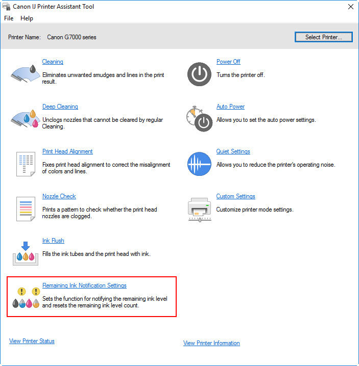 How to Reset the Remaining Ink Level Counter From a Windows PC - G7020