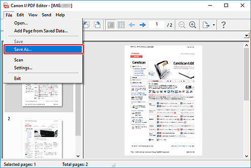IJ Scan Utility (Windows) - Setting Passwords for PDF Files