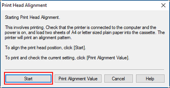 Aligning the Print Head Manually from a Windows PC - TR8620