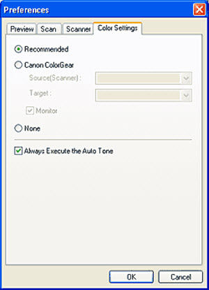 ScanGear Preferences (Color Settings Tab) - CanoScan 4200F