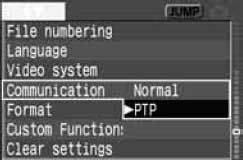 How to set the communication mode on the EOS 20D.