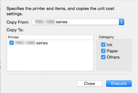 Configuring Unit Costs Including Ink and Paper - PRO-1000 (Mac)