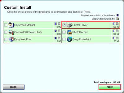 Install the PIXMA Series printer driver using the prepackaged CD ...