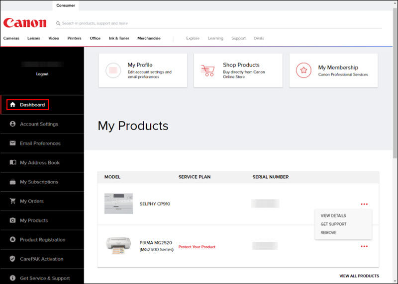 My Canon Account - Overview