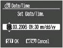 Procedure for setting the Date/Time PowerShot A530 and A540