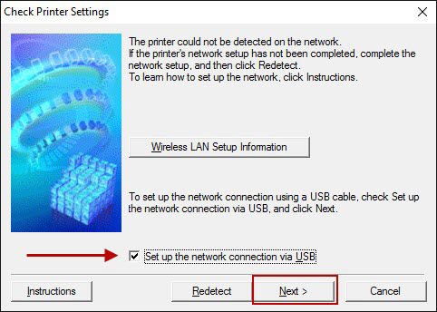 Connecting Your Printer to a Wireless LAN with a USB Cable