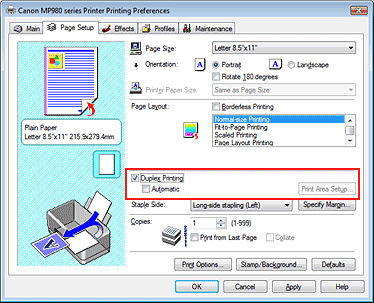 Set Duplex Printing in Windows