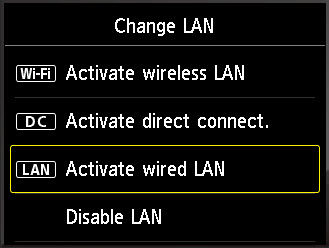 Setting up the Printer for use on a Wired LAN - Establishing connection ...