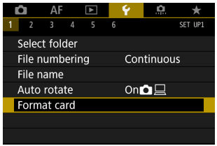 Formatting the card on the EOS RP