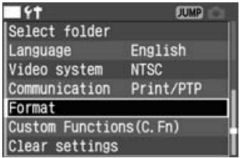Formatting the CF card on the EOS 5D