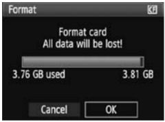 Formatting the card on the EOS 7D