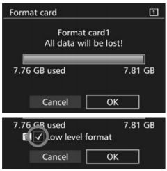 Formatting the card on the EOS 7D Mark II