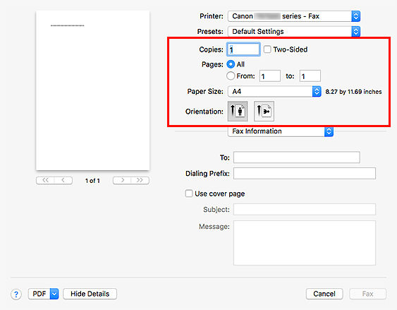 Sending a Fax from the Computer - Mac - TR7520