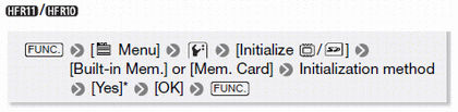 Initializing the built-in memory or memory card with the VIXIA HF R10 series