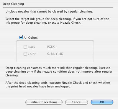 Perform deep print head cleaning - iP100 (Mac)