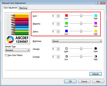 Manually adjust color from the driver (Windows) iP100