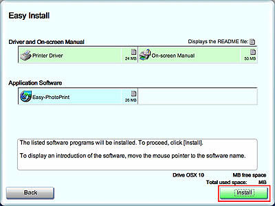 Install PIXMA drivers using the prepackaged CD (Mac OS X) iP100
