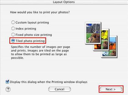 How to perform tiled printing using ImageBrowser