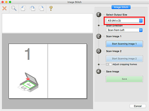 IJ Scan Utility - Image Stitch (Mac) - TS8020