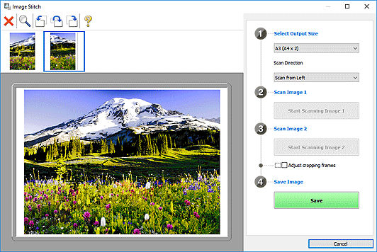 IJ Scan Utility (Windows) - Image Stitch Window