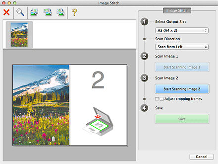 IJ Scan Utility (Mac) - Image Stitch Window