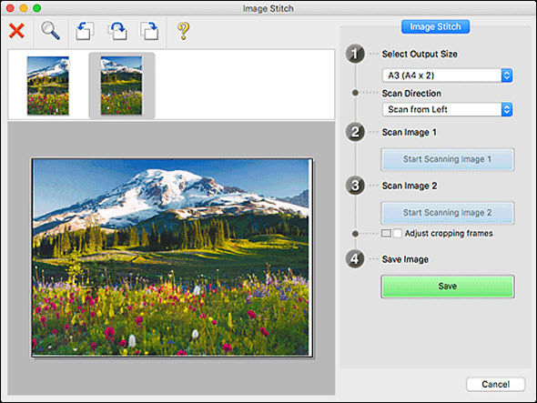 IJ Scan Utility Lite - Image Stitch Window - TR8620 / TR8620a /TR8622 ...