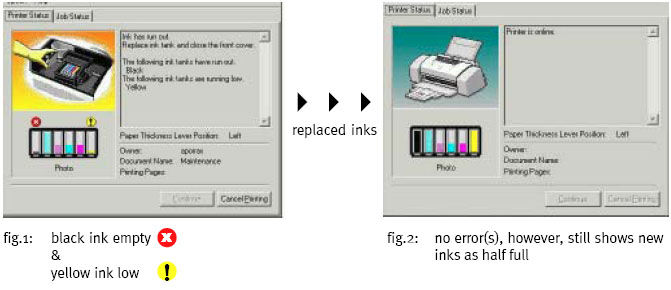 Ink Should Only be Replaced After the Printer Status Monitor Shows Ink ...