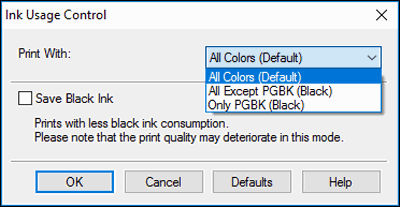 Set the Ink Usage Control for Windows - PIXMA TR150
