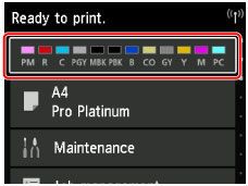 Checking the Ink Status with the LCD on the Printer - imagePROGRAF PRO-1000