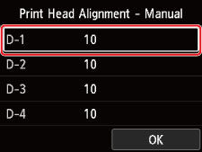Aligning the Print Head Manually from the Operation Panel - PRO-200