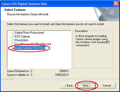 How to install driver and software that came with the EOS 20D.