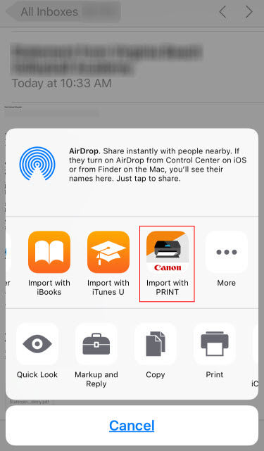 How to Print an Attachment in Mail Using Canon PRINT Inkjet / SELPHY (iOS)